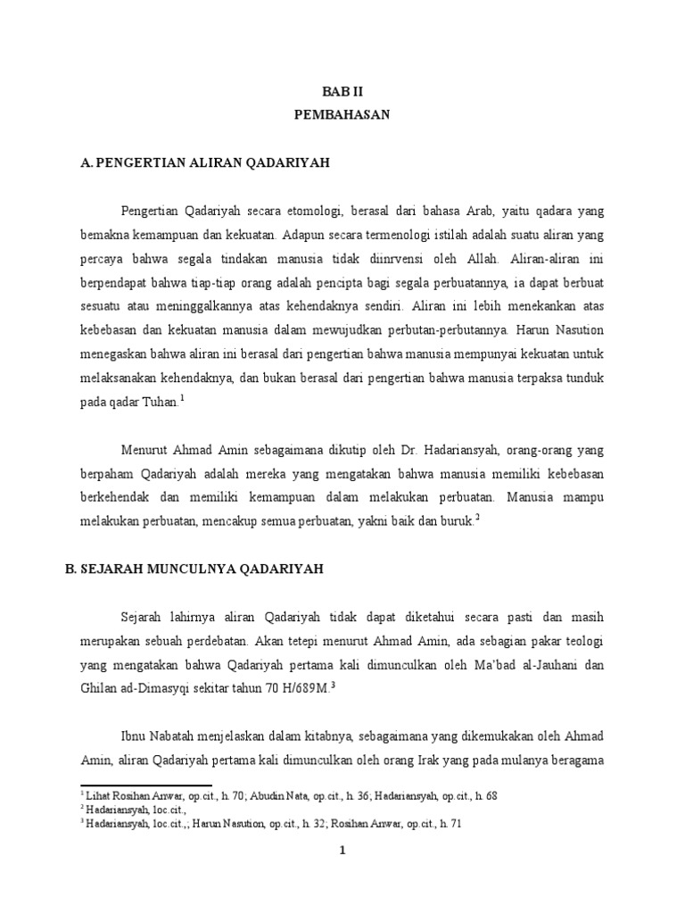 Dalil dan Ajaran Aliran Qadariyah | PDF