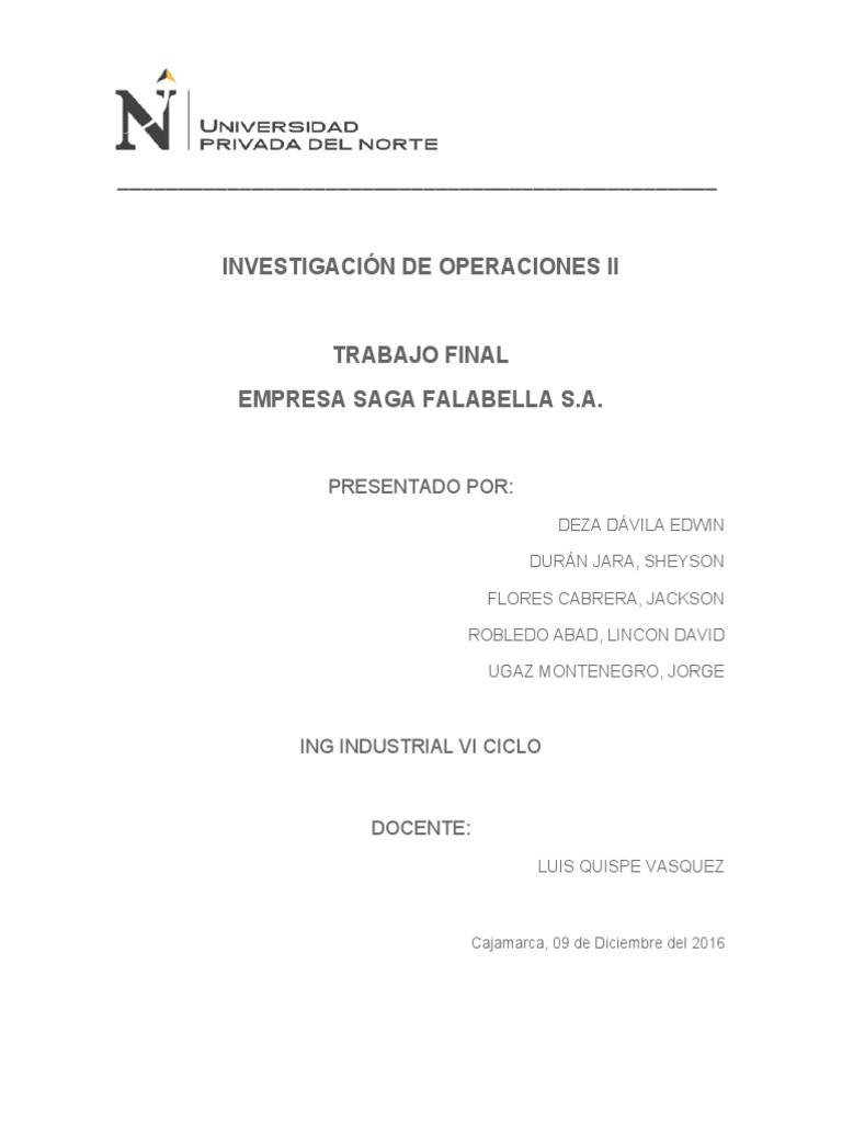 Trabajo Final INVOPE 2 | PDF