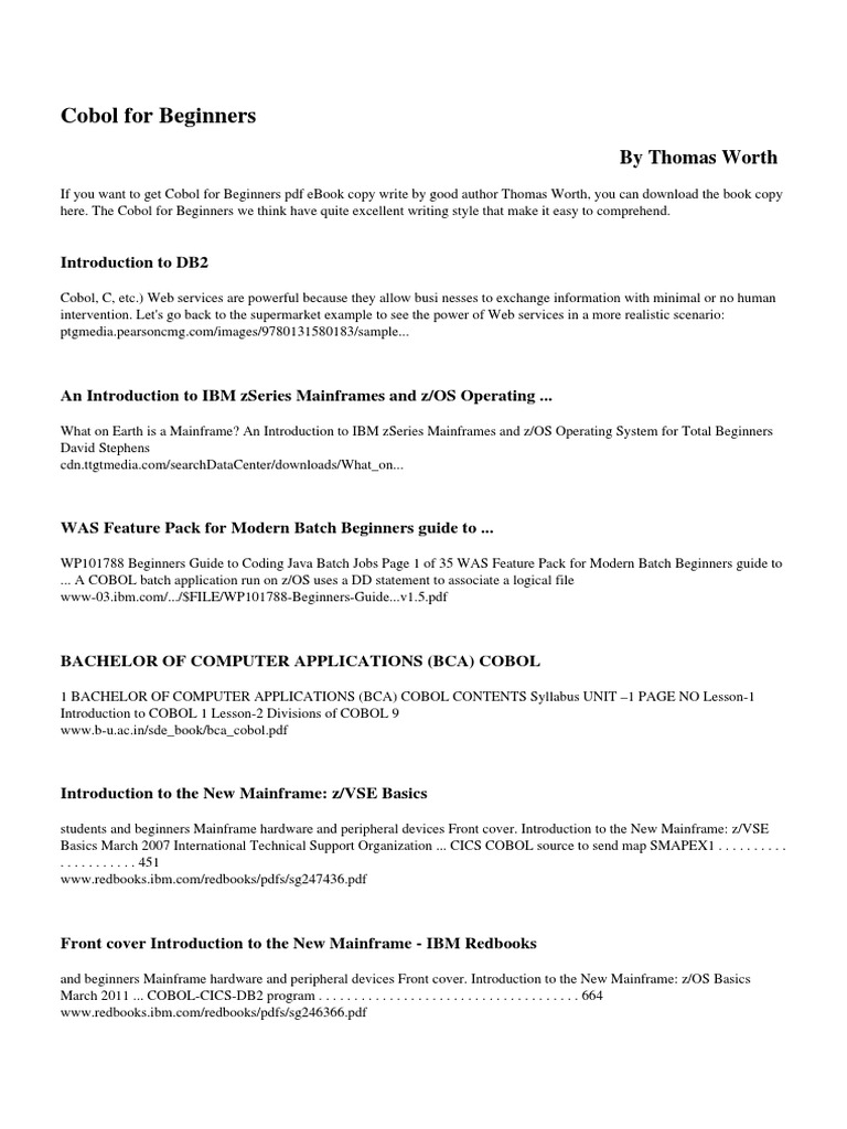 Introduction to COBOL Programming for Beginners: A Summary of Key ...