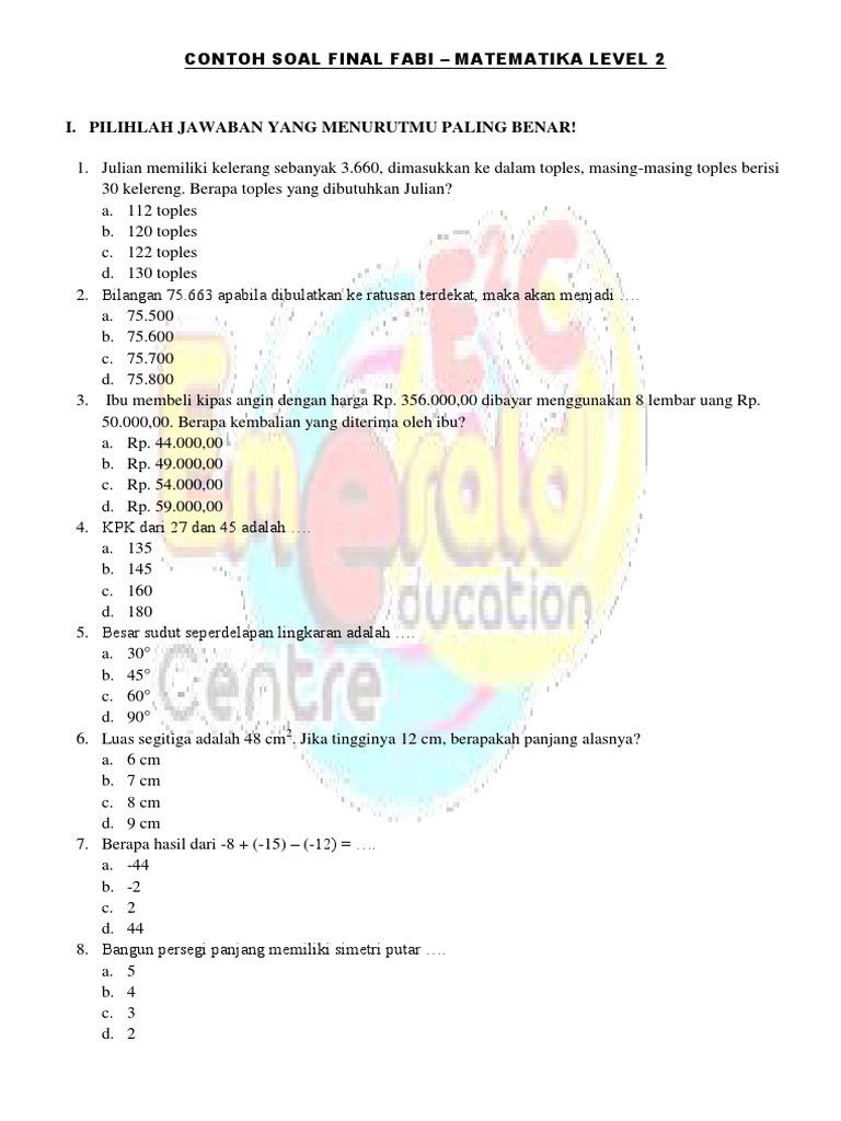 Contoh Soal Final Fabi - M 2 | PDF