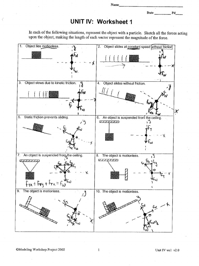 Unit IV Force Worksheet 1 Key | PDF