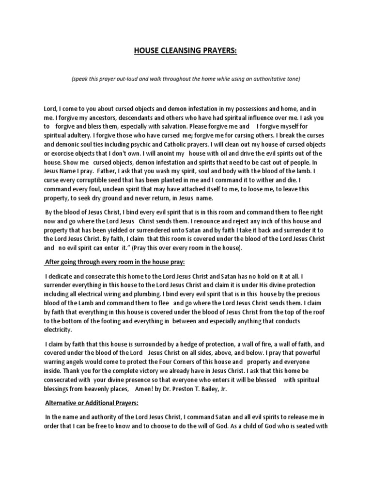 House Cleansing Prayer | PDF | Jesus | God The Father