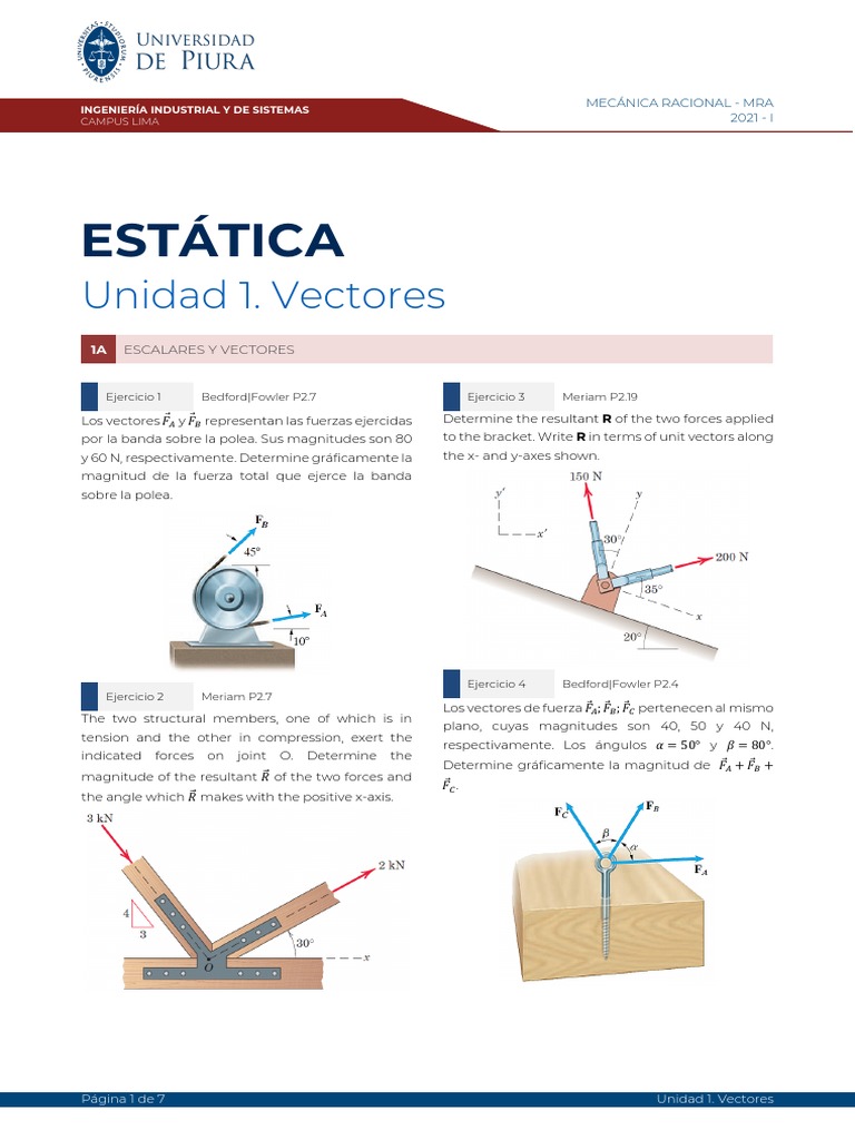 U1 Estática Vectores | PDF | Vector Euclidiano | Geometría algebraica