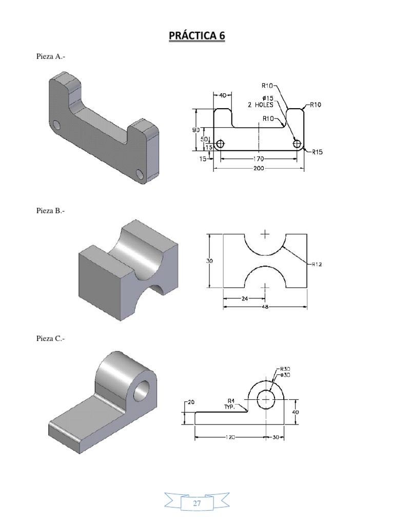 Dibujos de Practica 1 Onshape-1-6 | PDF