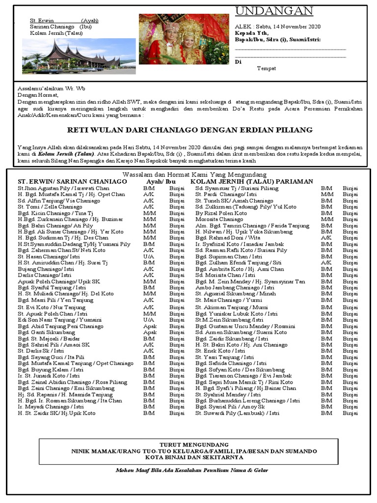 UNDANGAN Padang Chaniago | PDF