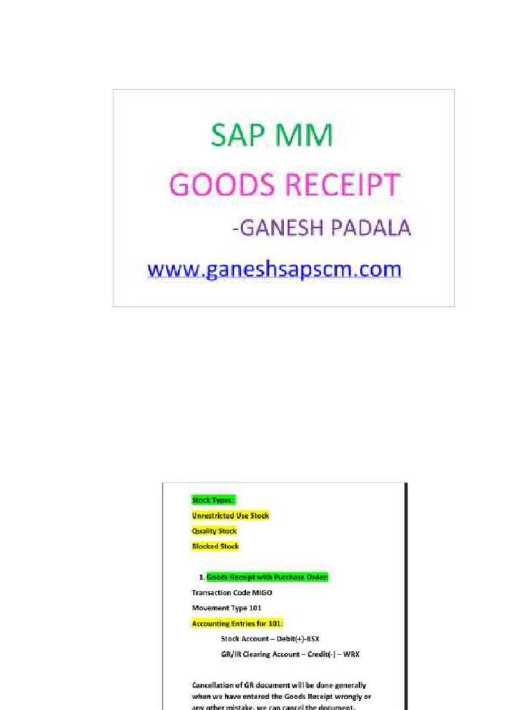 Sap MM Goods Receipt | PDF