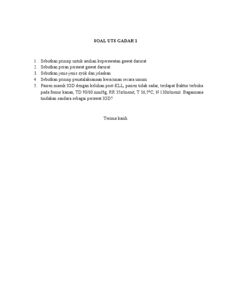 Soal Uts Gadar 1 | PDF