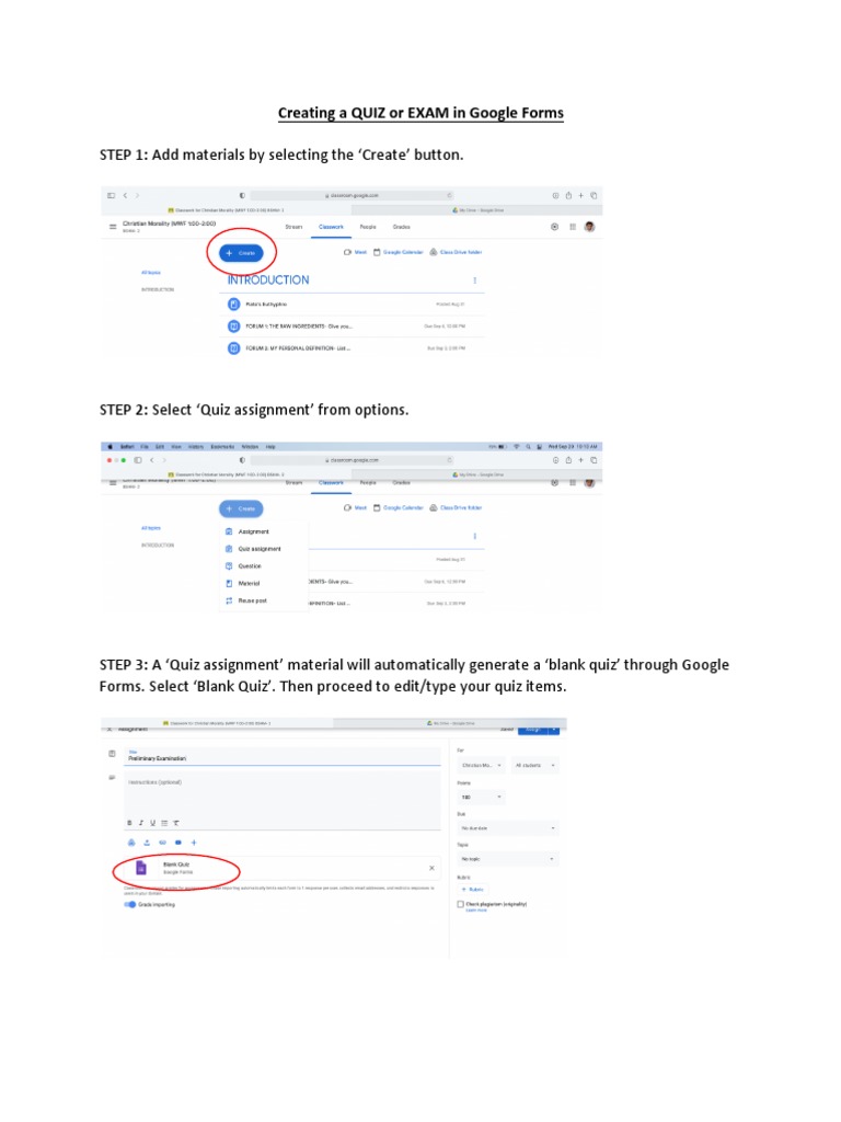 Creating A QUIZ or EXAM in Google Forms | PDF | Gmail | Test (Assessment)