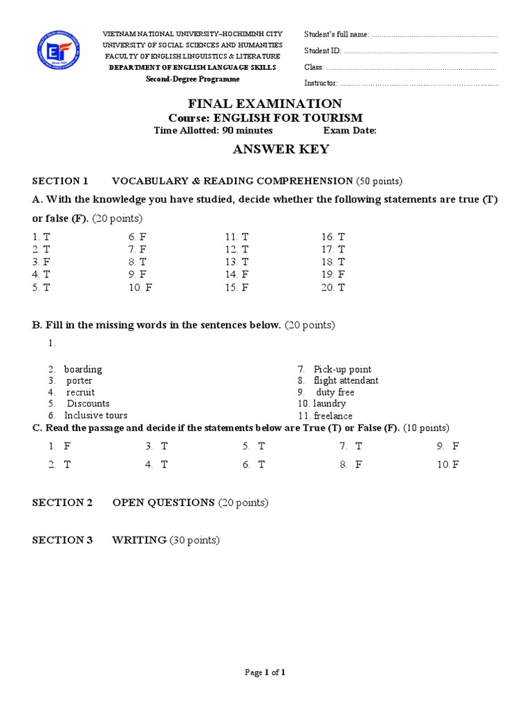 Sample Final Test - KEY | Download Free PDF | Test (Assessment) | Cognition