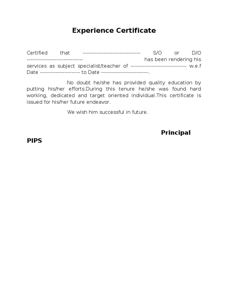 Experience Certificate | PDF