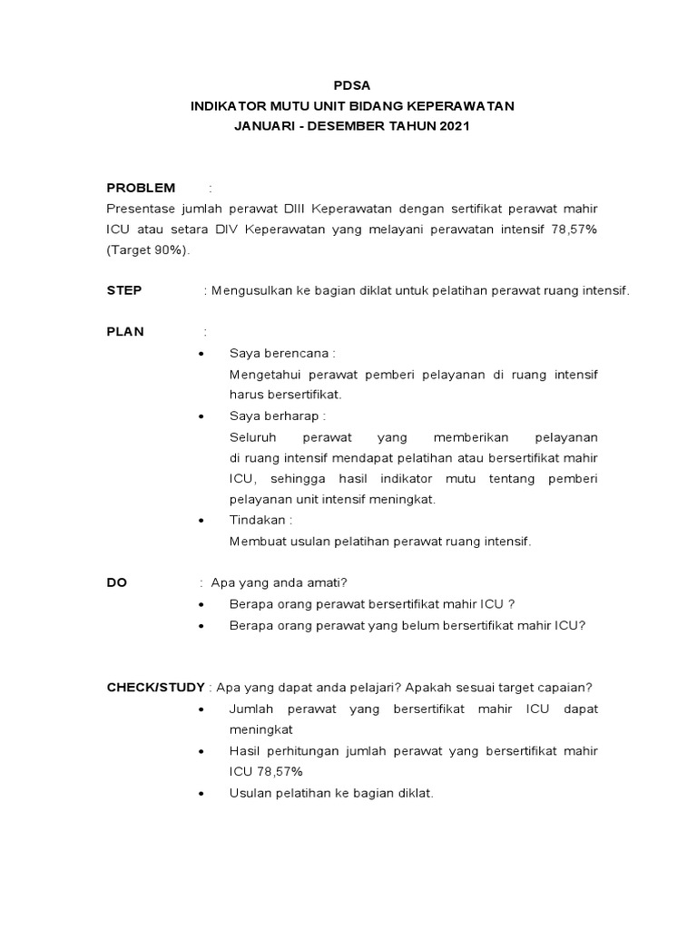 2021 Pdsa Indikator Mutu Komkep | PDF