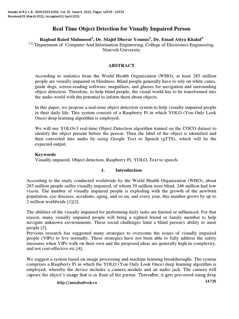 Real Time Object Detection For Visually Impaired Person | PDF | Deep ...
