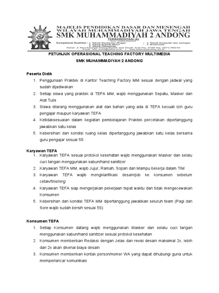 Sop Pic Teaching Factory | PDF