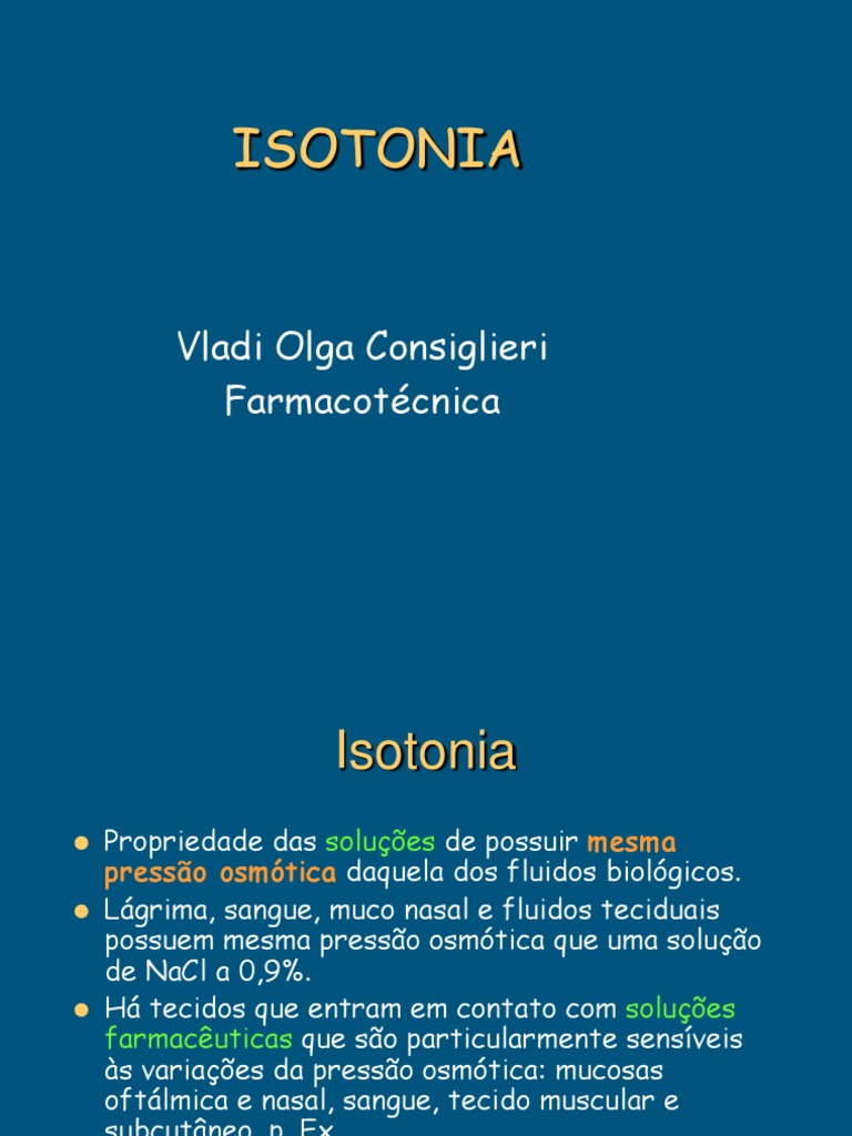 ISOTONIA | PDF | Osmose | Ciências Físicas
