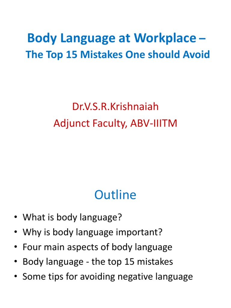Top 15 Body Language Mistakes to Avoid at Work | PDF | Body Language ...