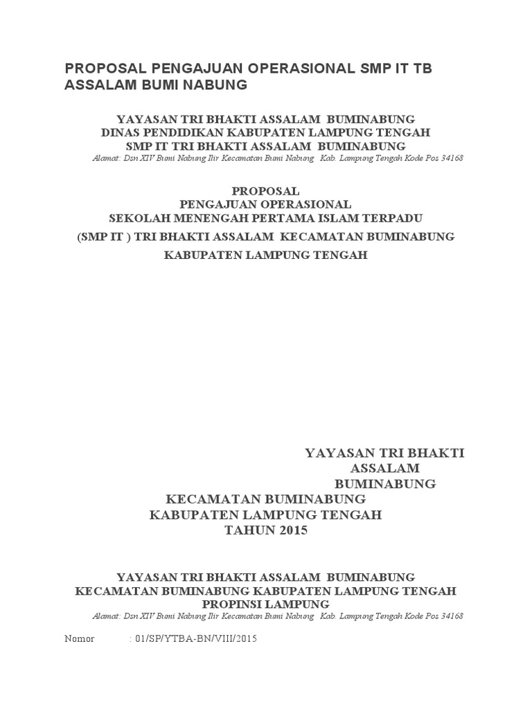 Proposal Pengajuan SMP | PDF | Karier & Perkembangan