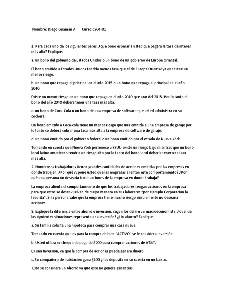 DEBER 3 (Ejercicios Capítulo 26 Libro de Mankiw) | PDF | Ahorro | Tasas de interés