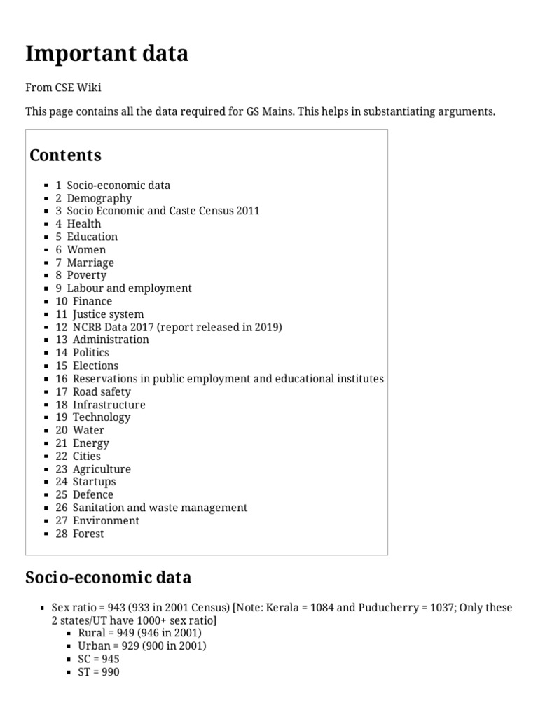 Important Data - CSE Wiki | PDF | Workforce | Internet Access