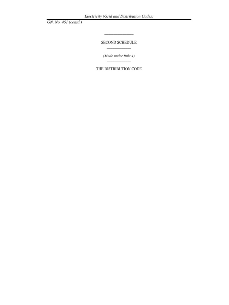 Electricity (Grid and Distribution Codes) GN. No. 451 (Contd ...
