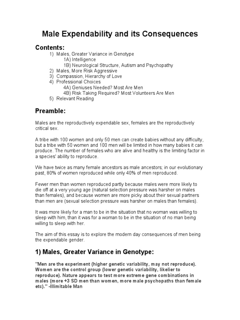 38, Male Expendability and Its Consequences | PDF | Psychopathy ...