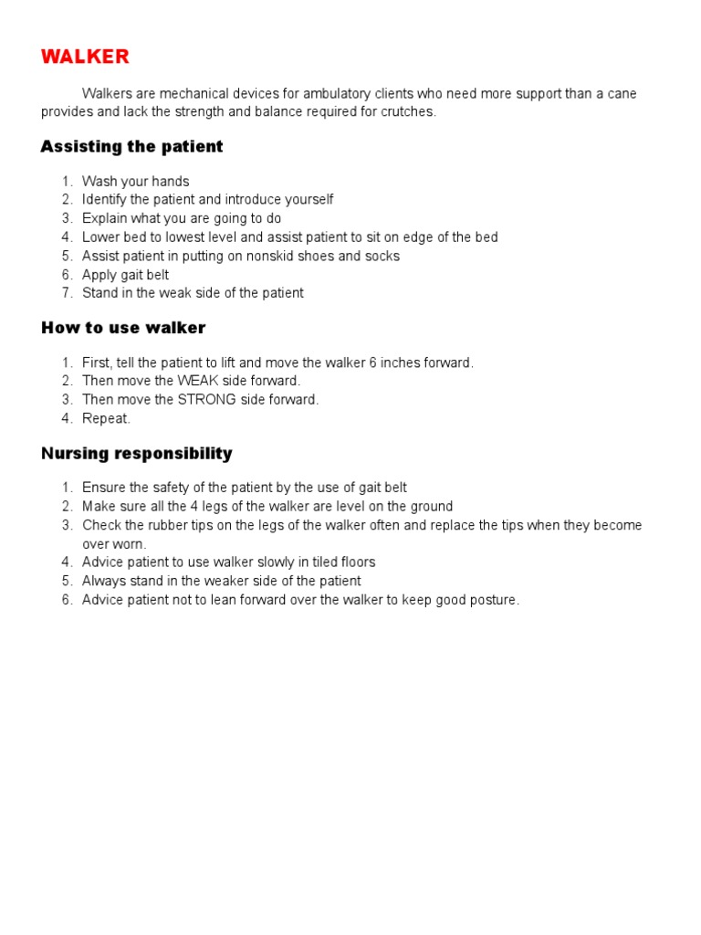 Walker: Assisting The Patient | PDF | Musculoskeletal System