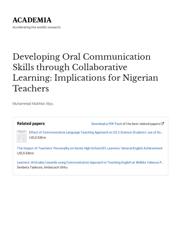 Developing Oral Communication Skills With Cover Page v2 | PDF | Second ...