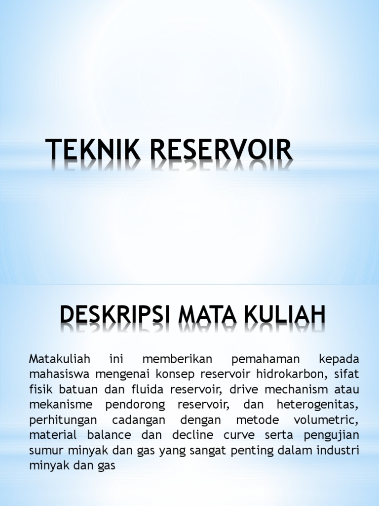 Teknik Reservoir Pertemuan 1 | PDF | Sains & Matematika