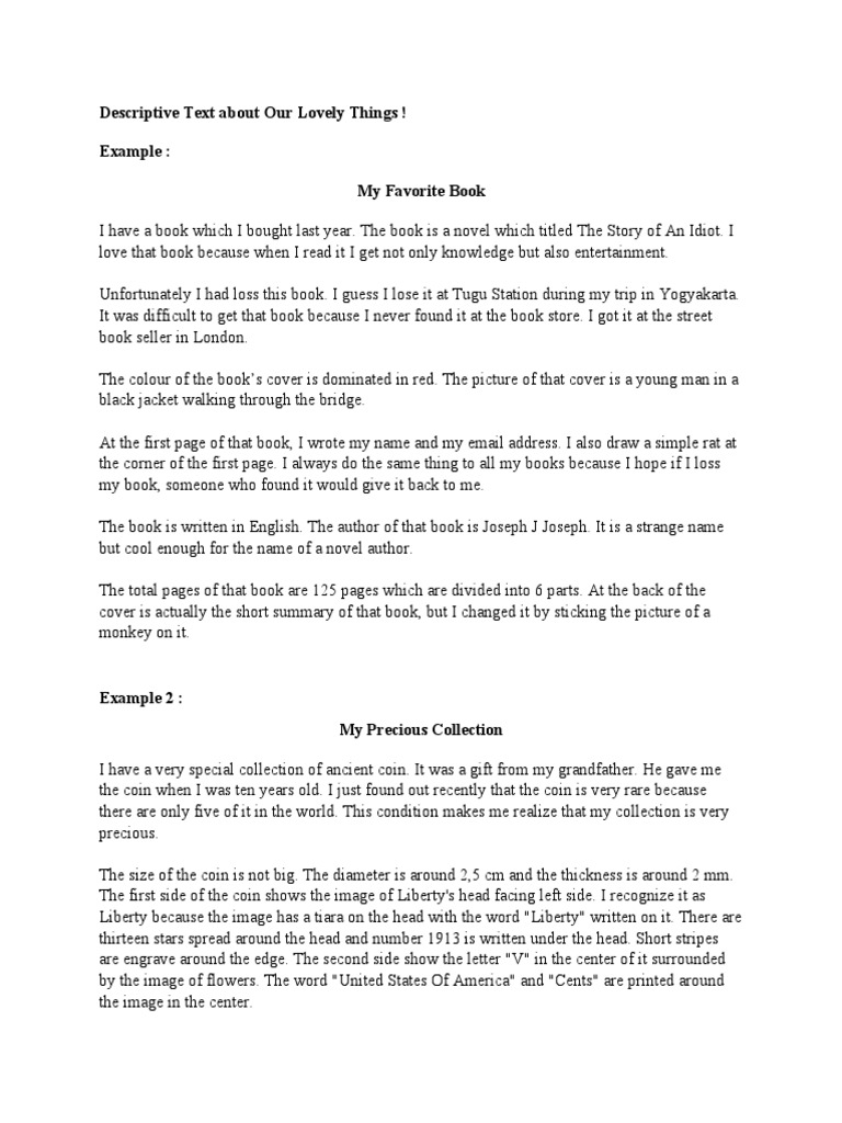 Descriptive Text About Our Lovely Things | PDF