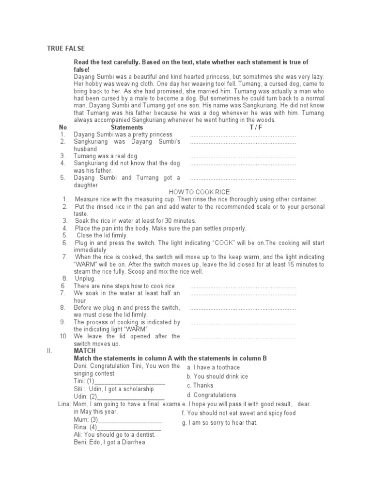 English Quiz Grade 9 | PDF