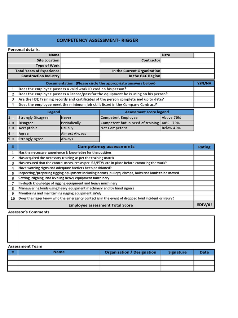 Competency Assessment-Riggers | PDF | Technology & Engineering