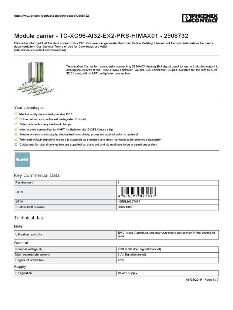 Module Carrier - TC-XC96-AI32-EX2-PRS-HIMAX01 - 2908732: Key Commercial ...