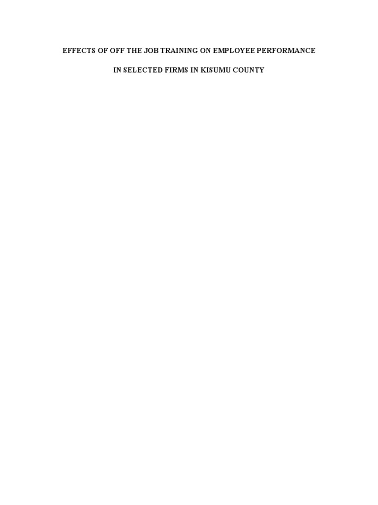 Effects of Off The Job Training On Employee Performance | PDF ...