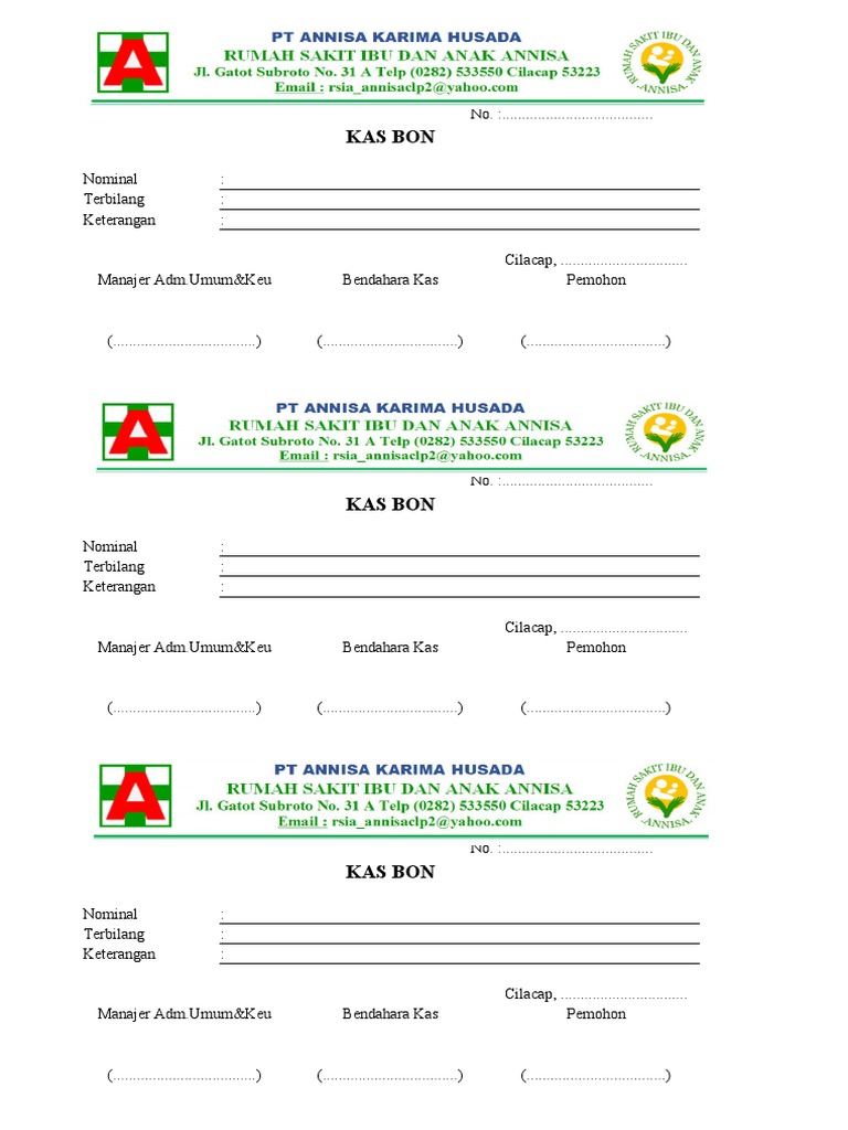 Kas Bon Dokumen Contoh | PDF