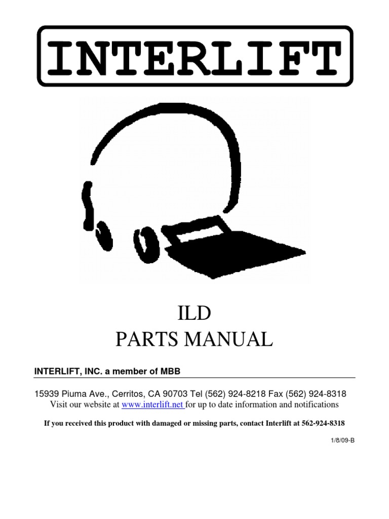 ILD Parts Manual: INTERLIFT, INC. A Member of MBB | PDF | Elevator | Screw
