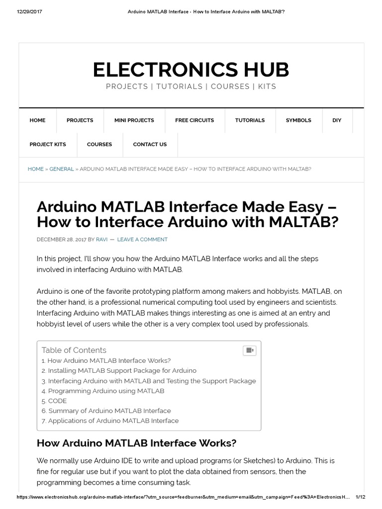 Arduino Matlab Interface How To Interface Arduino With Maltab Pdf Arduino Matlab