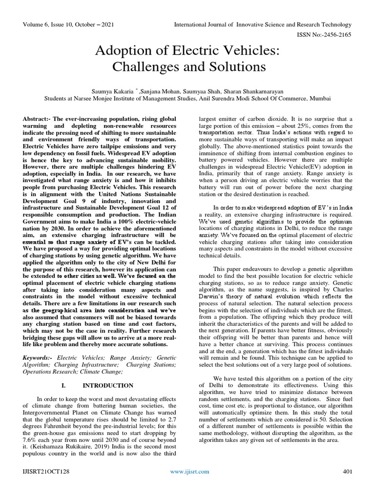 Adoption of Electric Vehicles Challenges and Solutions | PDF | Electric ...