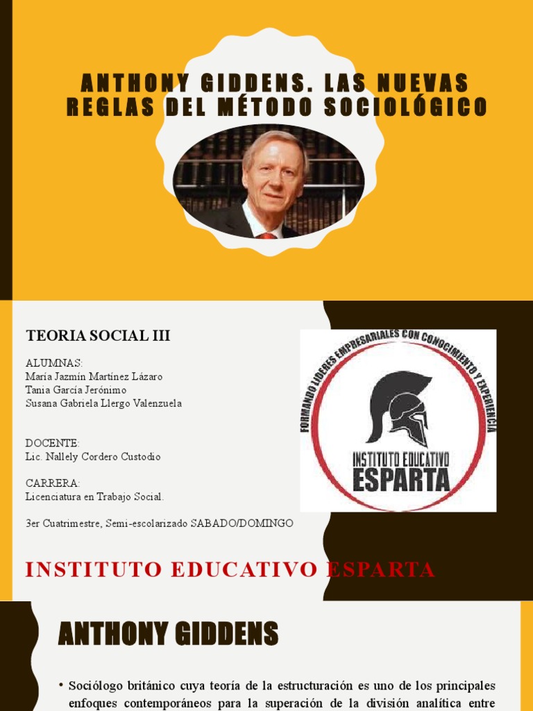 Diapositivas Anthony Giddens | PDF | Sociología | Emile Durkheim