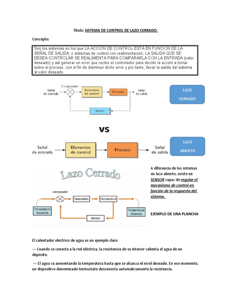 Control de Lazo Cerrado | PDF | Sistema de control | Termostato
