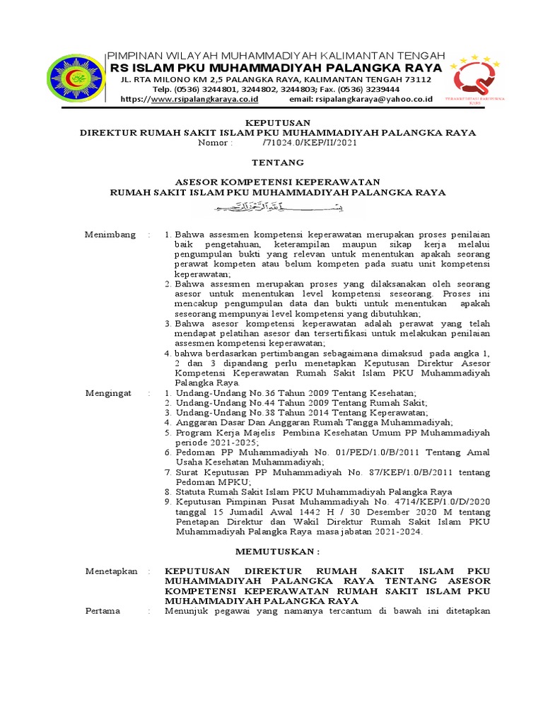 SK Asesor Kompetensi Keperawatan | PDF