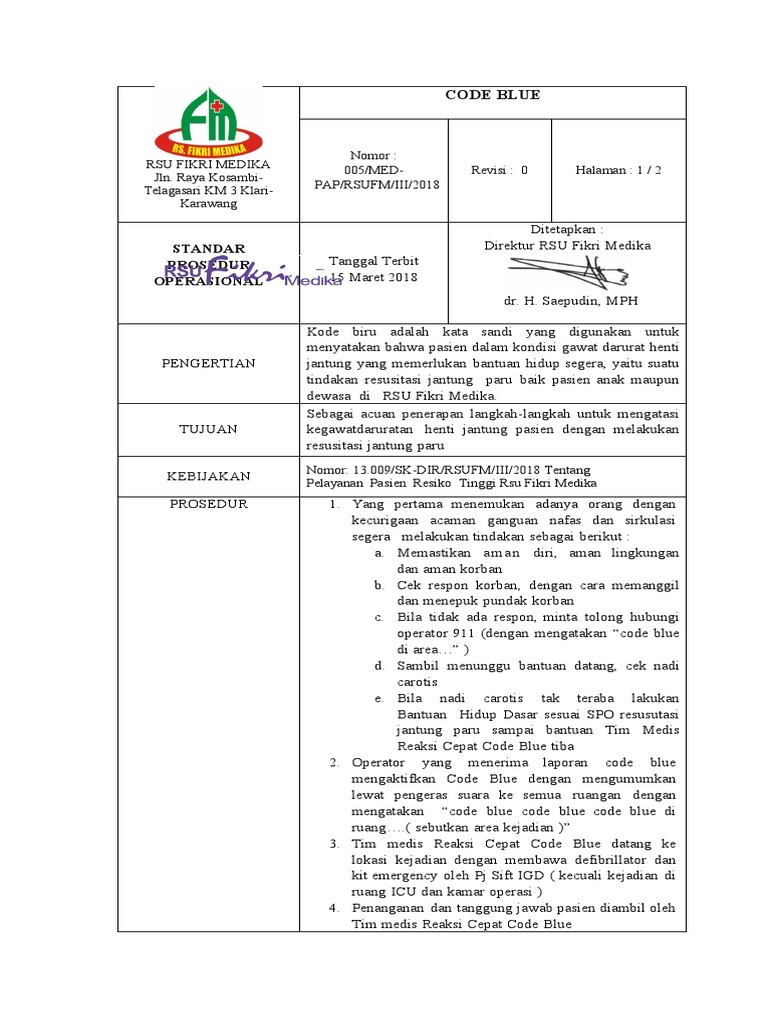 SOP Code Blue | PDF