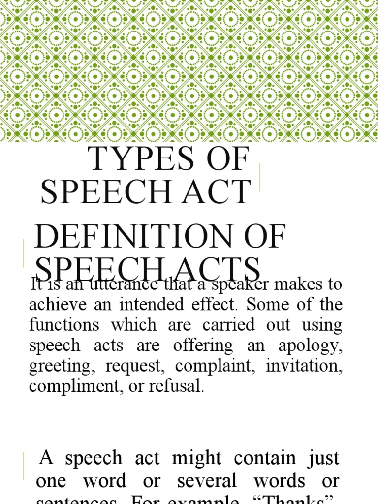 Types of Speech Act | PDF | Human Communication | Grammar