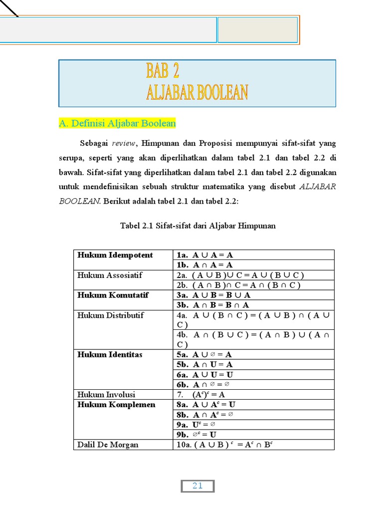 Bab 2 Aljabar Boolean | PDF