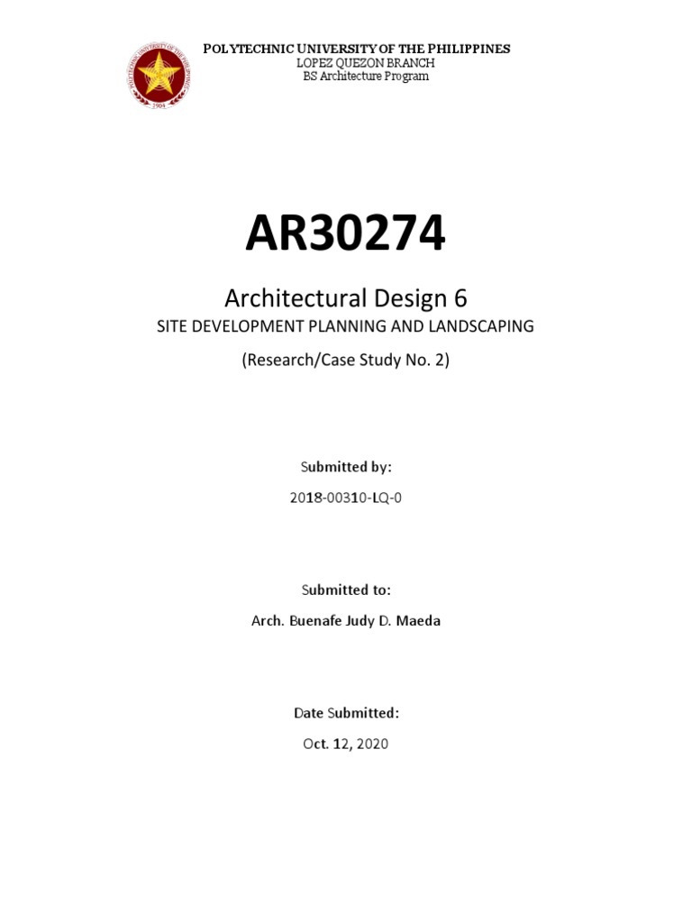 Architectural Design 6: Site Development Planning and Landscaping ...