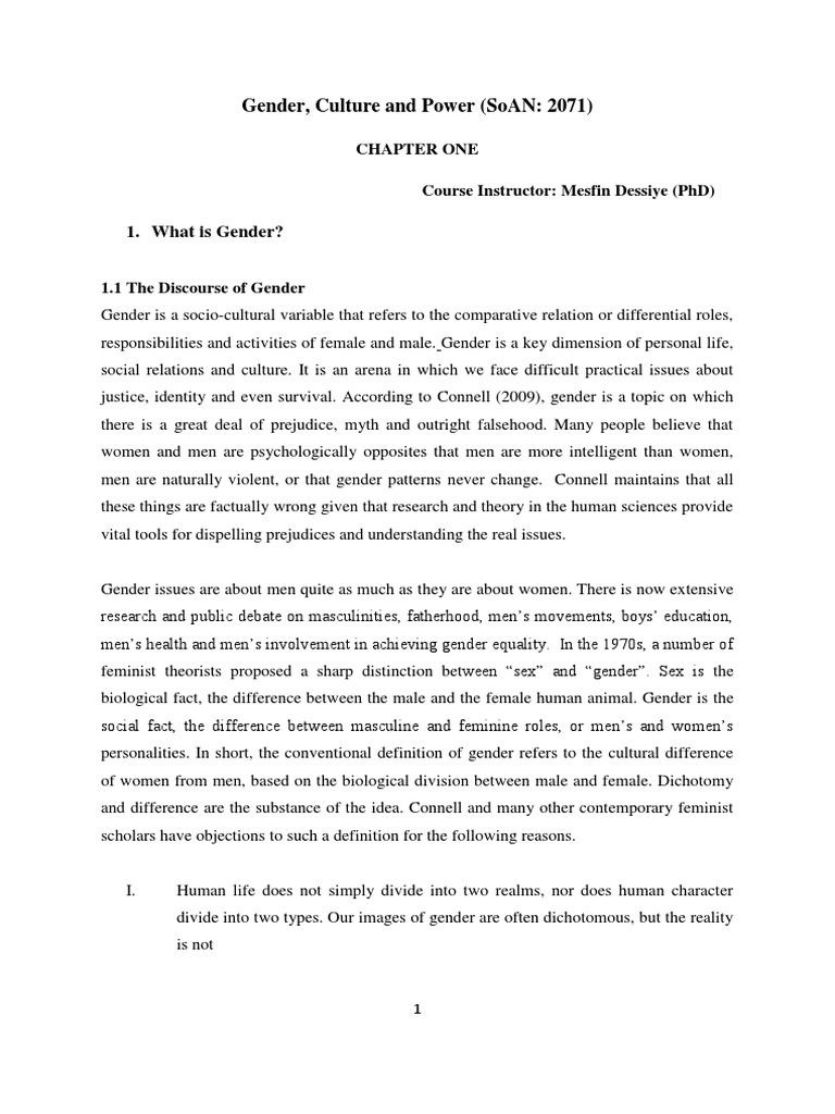Gender, Culture and Power (SoAN 2071) | PDF | Gender Studies | Gender