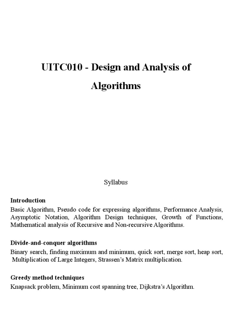 Introduction To Daa | PDF | Time Complexity | Algorithms Introduction To Daa | PDF | Time Complexity | Algorithms