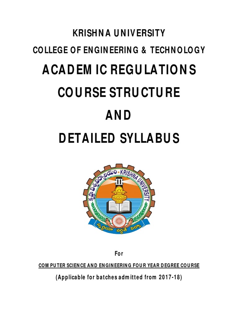Academic Regulations Course Structure AND Detailed Syllabus: Krishna University | PDF ...
