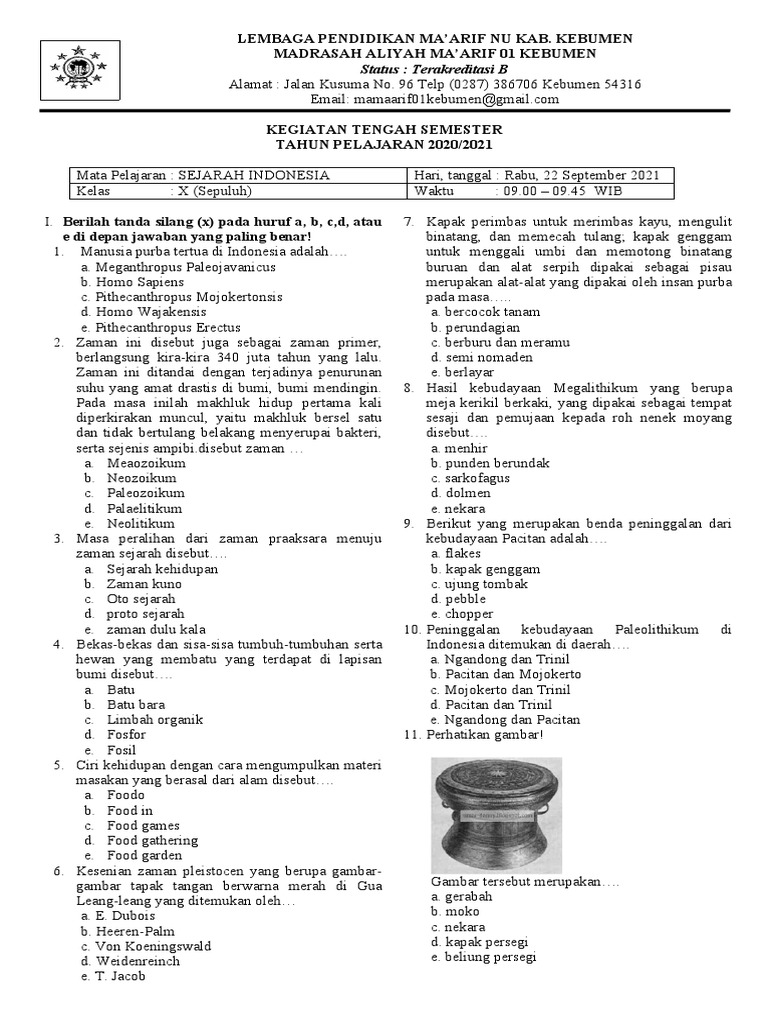 Soal Kts S.indonesia X 2021 | PDF