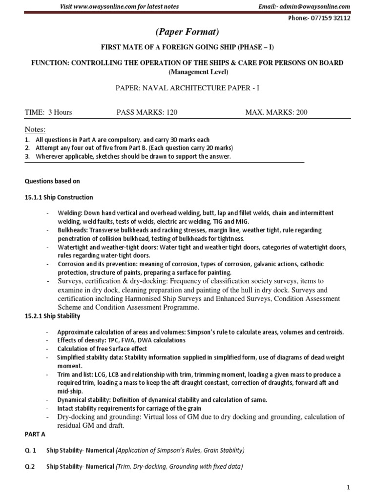 (Paper Format) : Notes | PDF | Ships | Naval Architecture