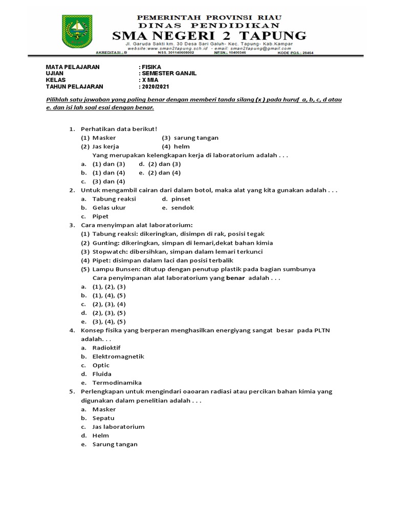 Soal Fisika SMT Ganjil Kelas X | PDF