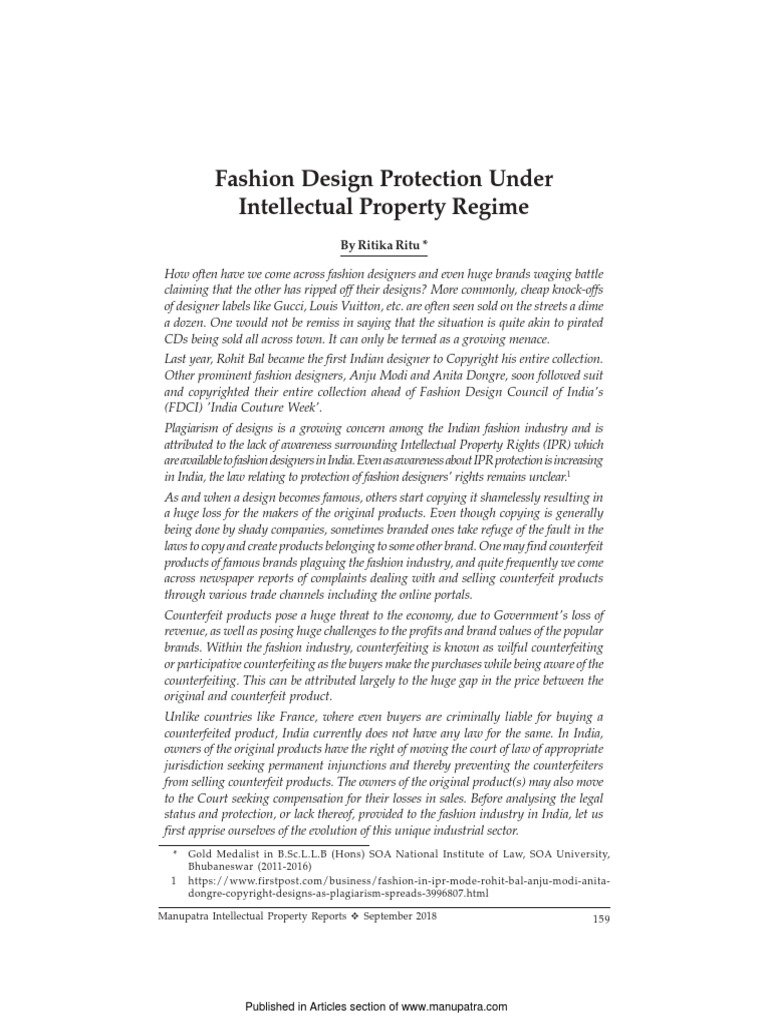 Fashion Design Piracy. IPR | PDF | Fashion | Intellectual Property